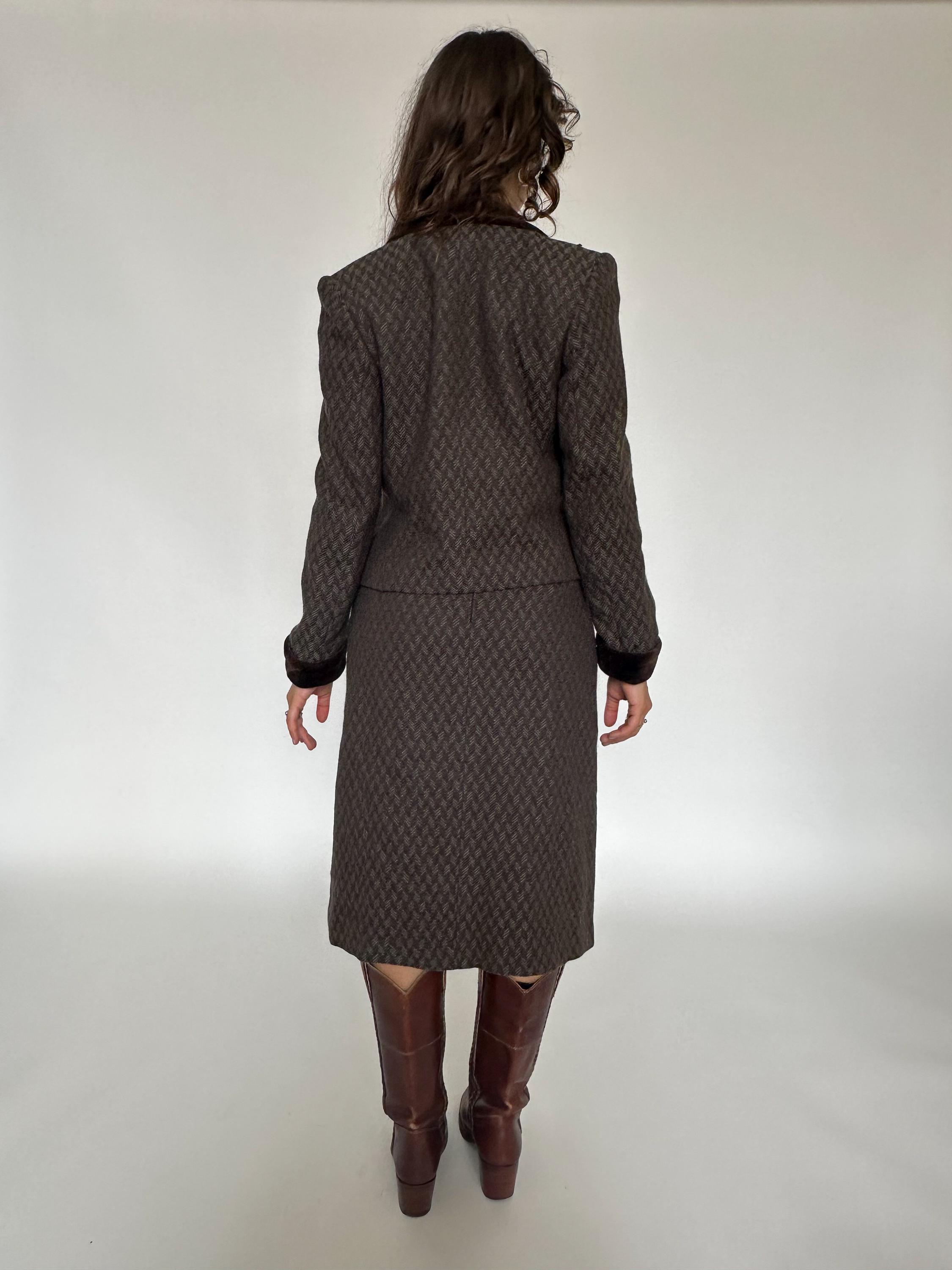 Vintage ‘louis Feraud’ Wool and Velvet Set / Suit Set / Co-ord ...