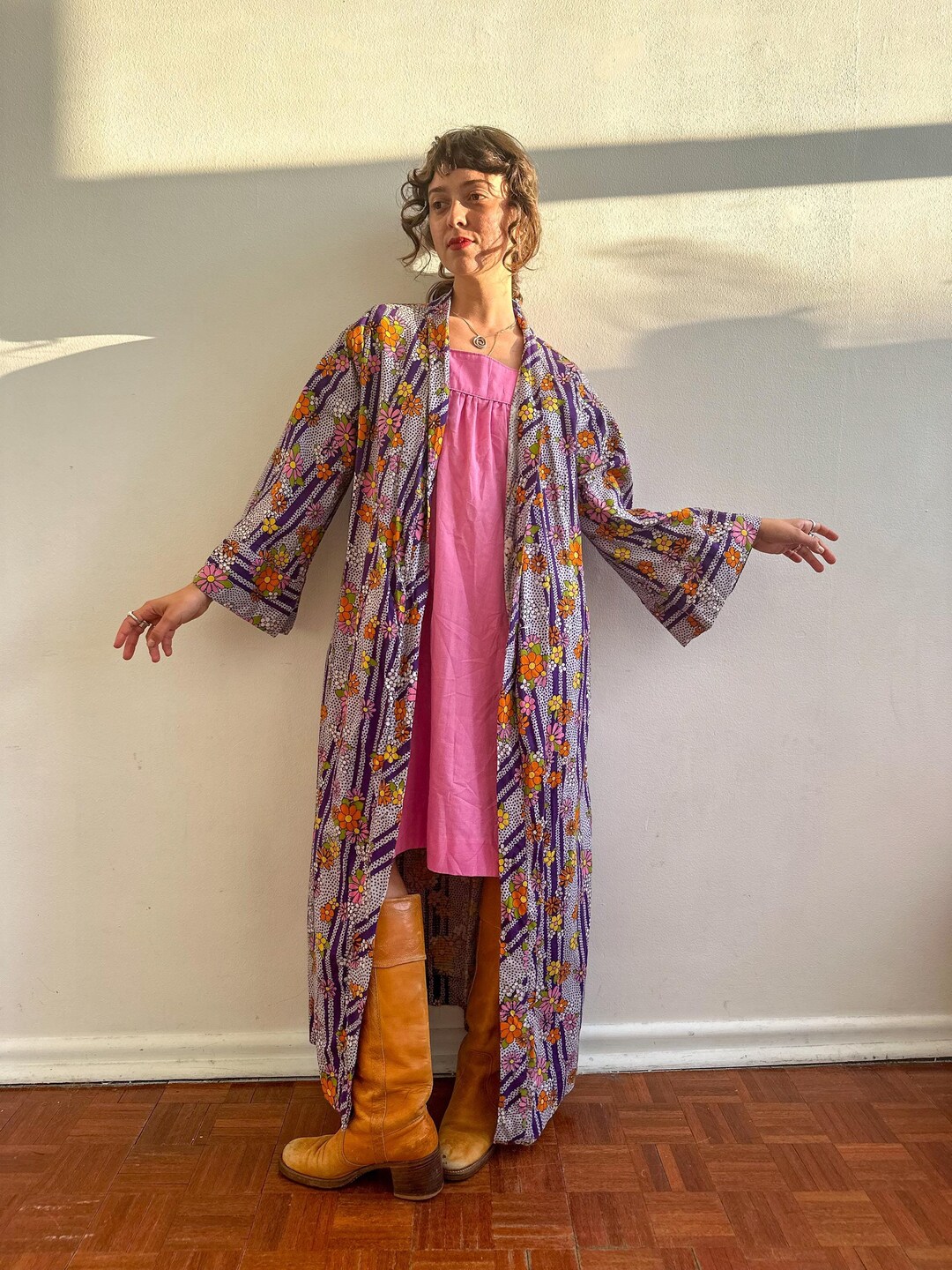 Vintage 1960s Floral Robe / Duster / Bright and Colourful / Bohemian ...