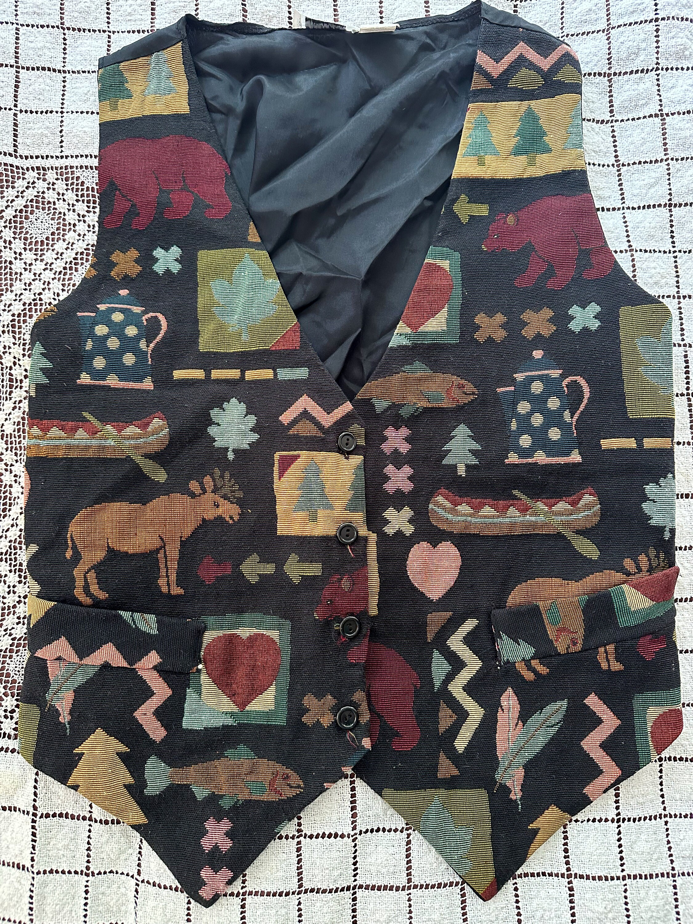 Vintage 1980's Tapestry Waistcoat / Vest / Fishing Hunting Vintage 1980's Tapestry Waistcoat / Vest / Fishing Hunting