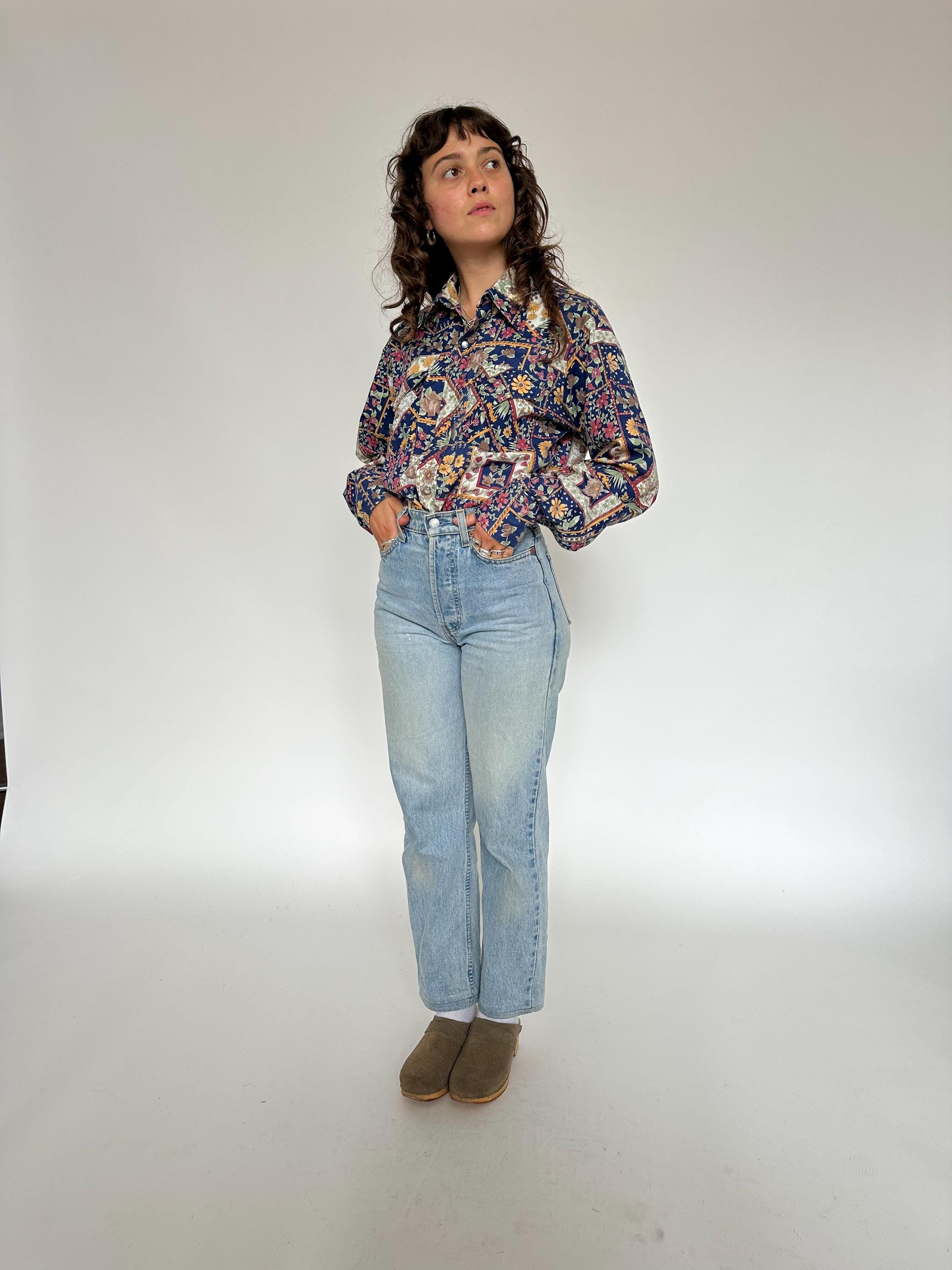 Vintage 70s Lee Floral Western Shirt, Pearl Snap, Long Tails - Etsy