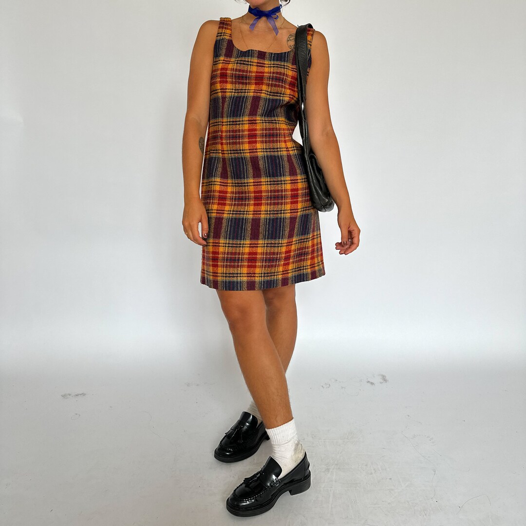1990s Colorful Tartan Pattern Mini Dress by DIESEL / Designer / Wool ...