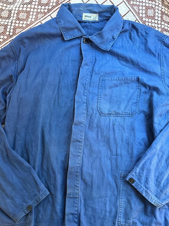 Vintage 1970s Indigo blue chore jacket / cotton work … - Gem