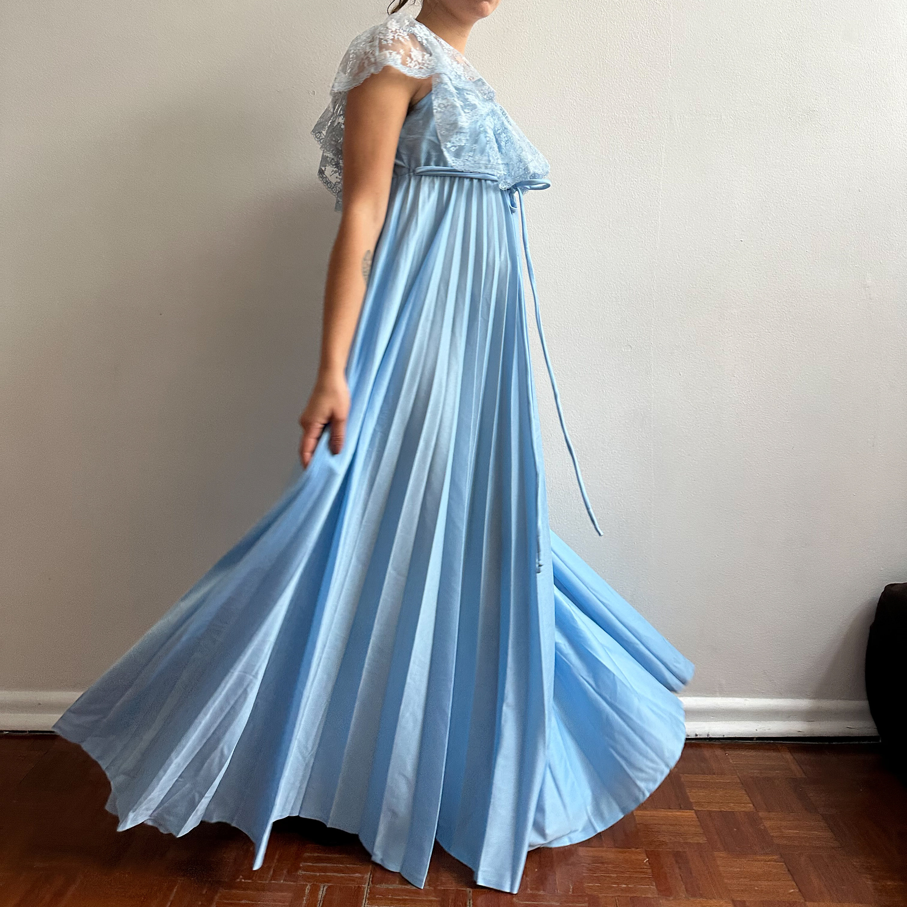 Vintage 1980s Blue Lace Collar Maxi Dress / Gown / Prom / XS-S - Etsy