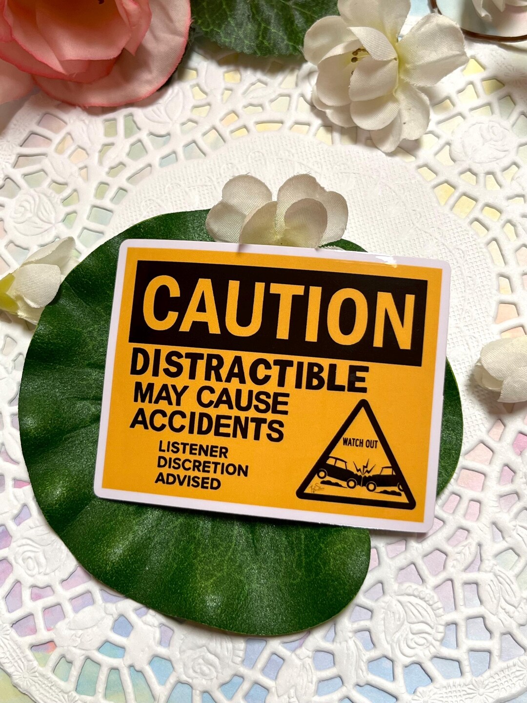 Caution Distractible May Cause Car Crashes- Distractible 3” Sticker - Etsy