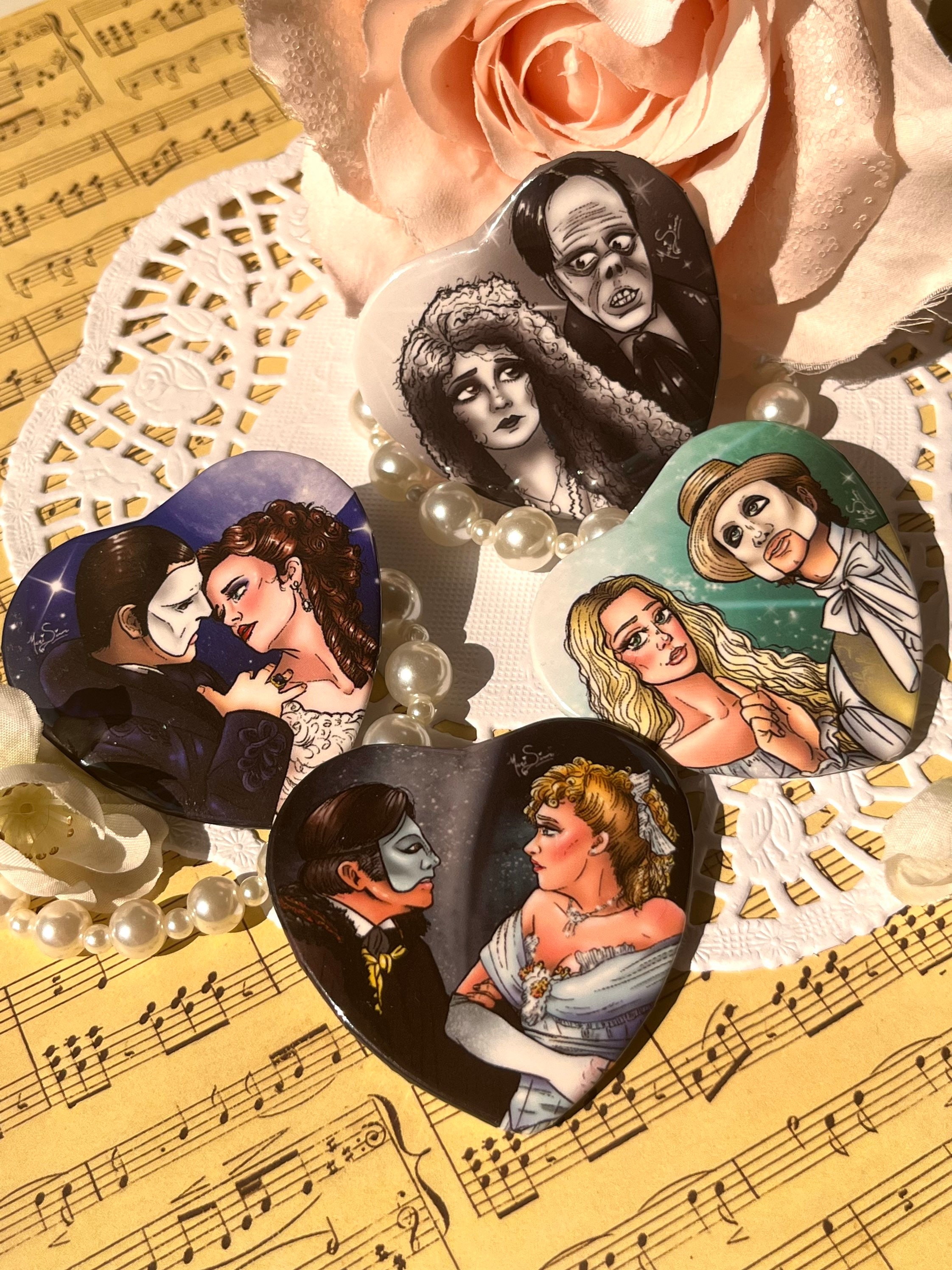 Phantom of the Opera Couple Heart Buttons - Etsy
