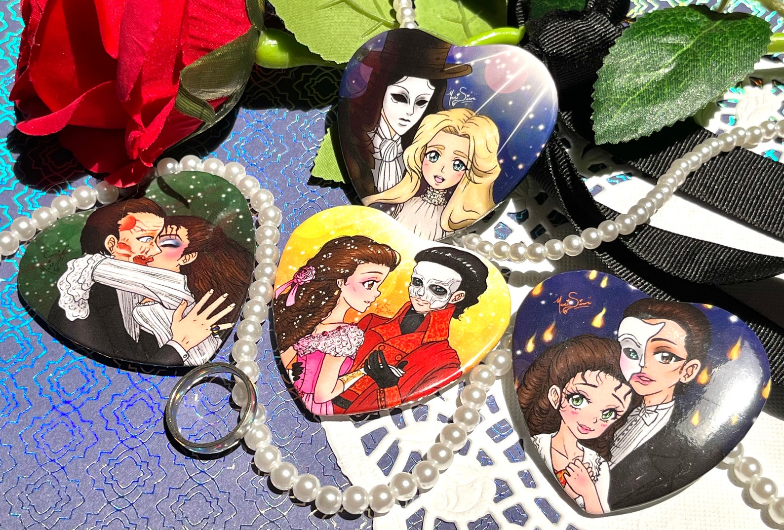 Phantom of the Opera Couple Heart Buttons - Etsy