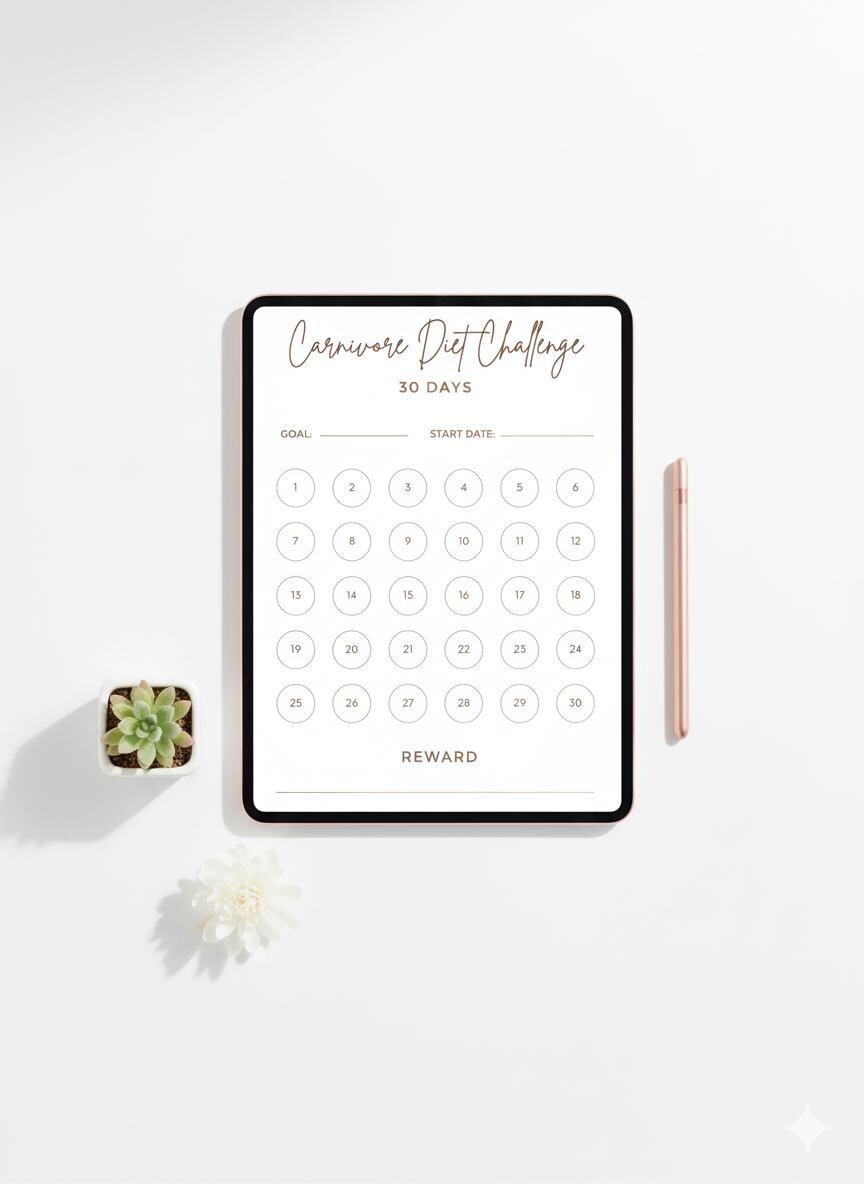 30 Day Carnivore Diet Tracker Printable: Meat Based Keto Plan, Primal ...