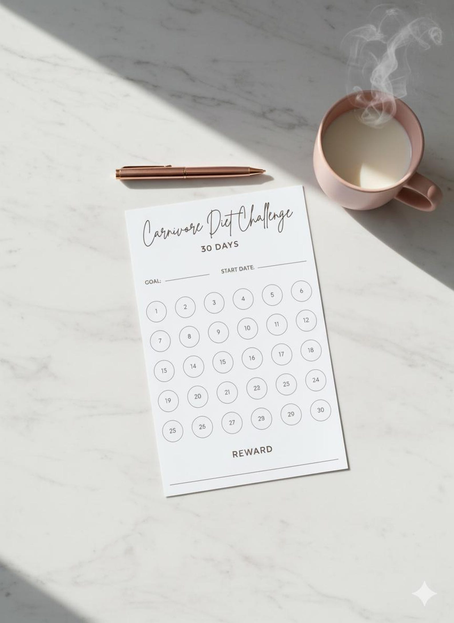 30 Day Carnivore Diet Tracker Printable: Meat Based Keto Plan, Primal ...