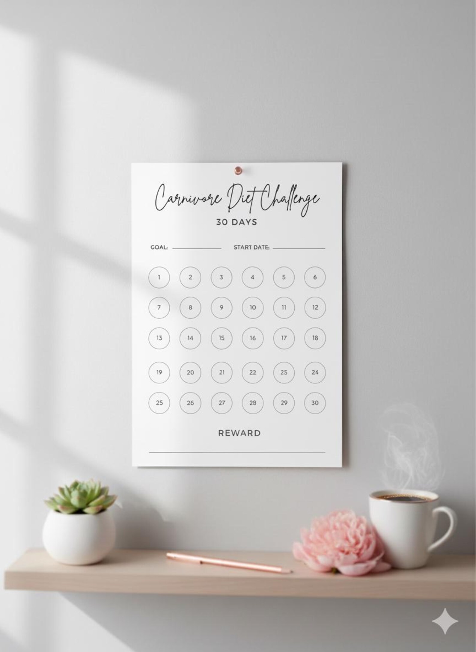 30 Day Carnivore Diet Tracker Printable: Meat Based Keto Plan, Primal ...
