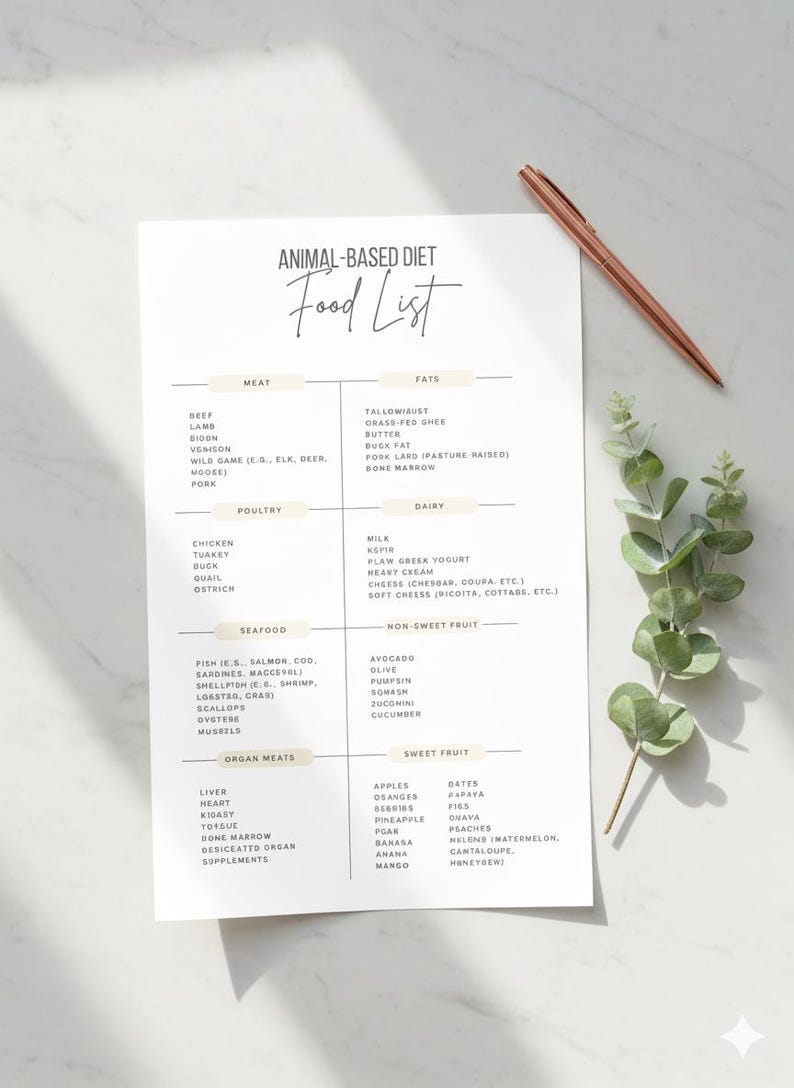 Animal Based Diet Food List Printable: High Protein Shopping Guide ...