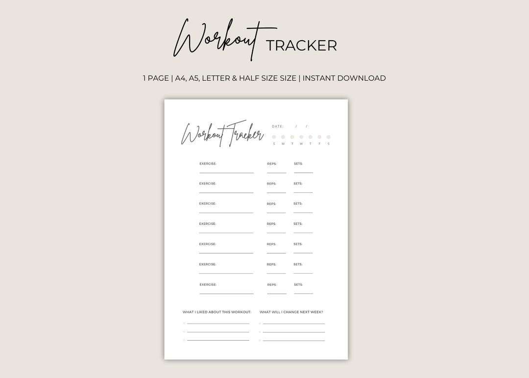 Workout Tracker Printable | Weight Loss Journal | Fitness Tracker ...