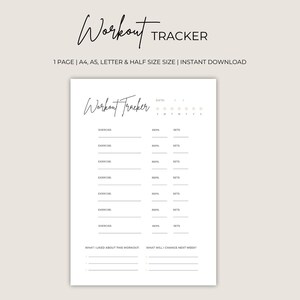 Workout Tracker Printable Fitness Planner for Tracking Reps, Sets ...
