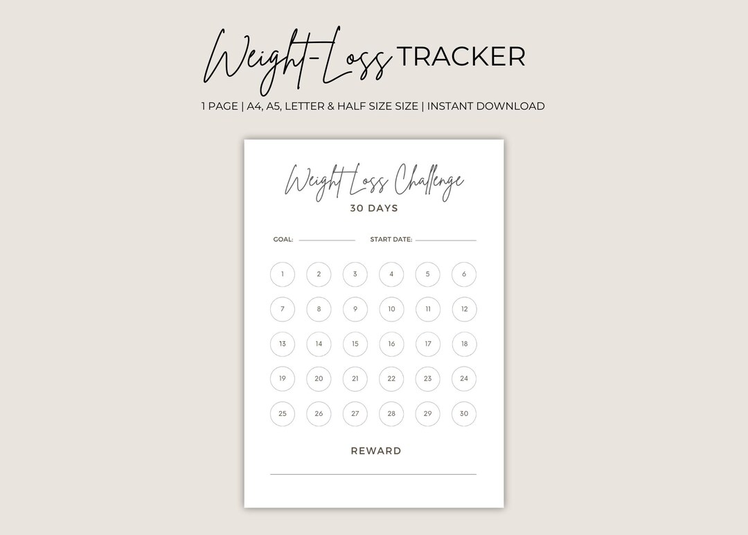 30 Day Weight Loss Tracker | Weight Loss Planner | Habit Tracker | Diet ...