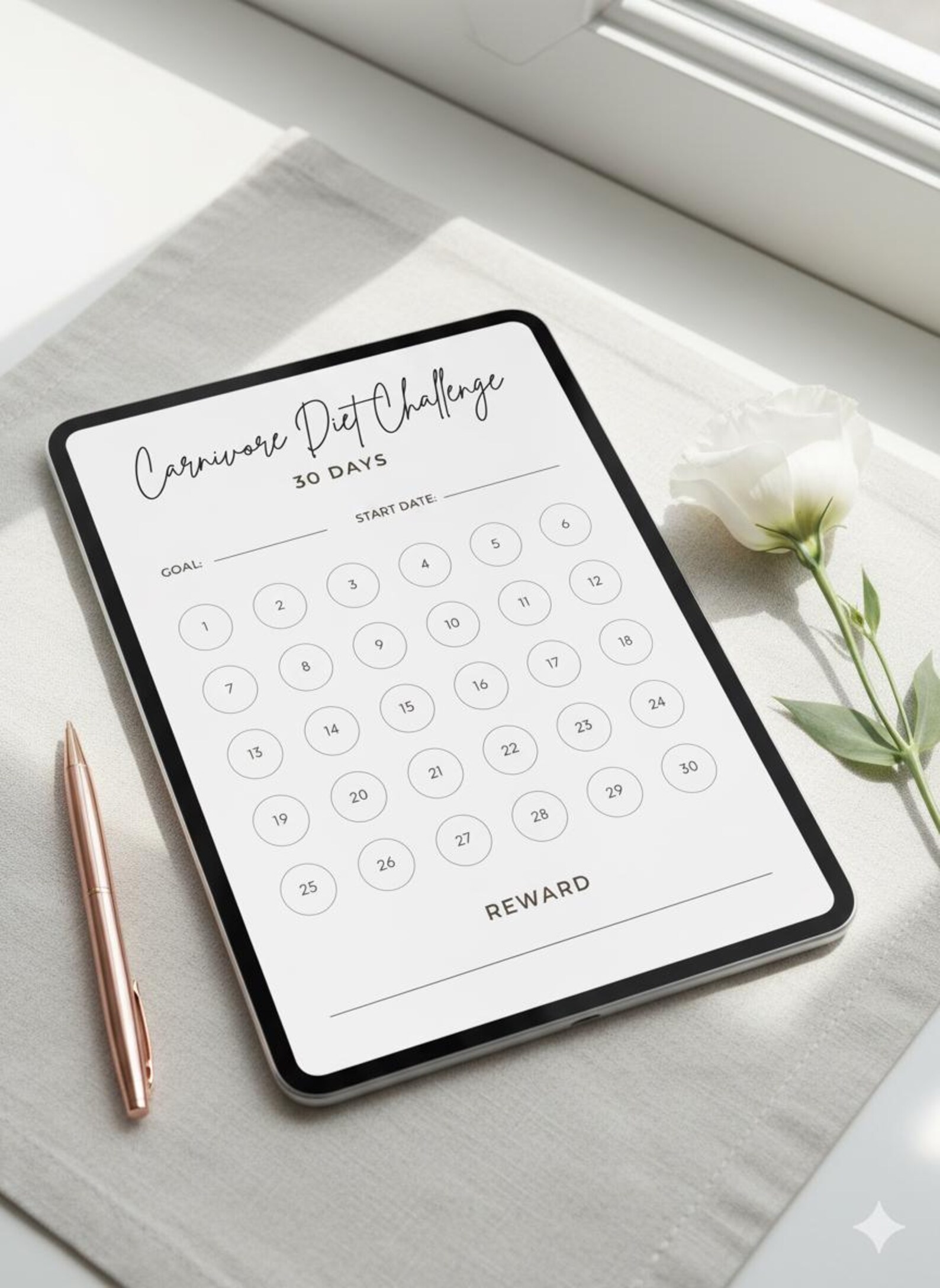 30 Day Carnivore Diet Tracker Printable: Meat Based Keto Plan, Primal ...