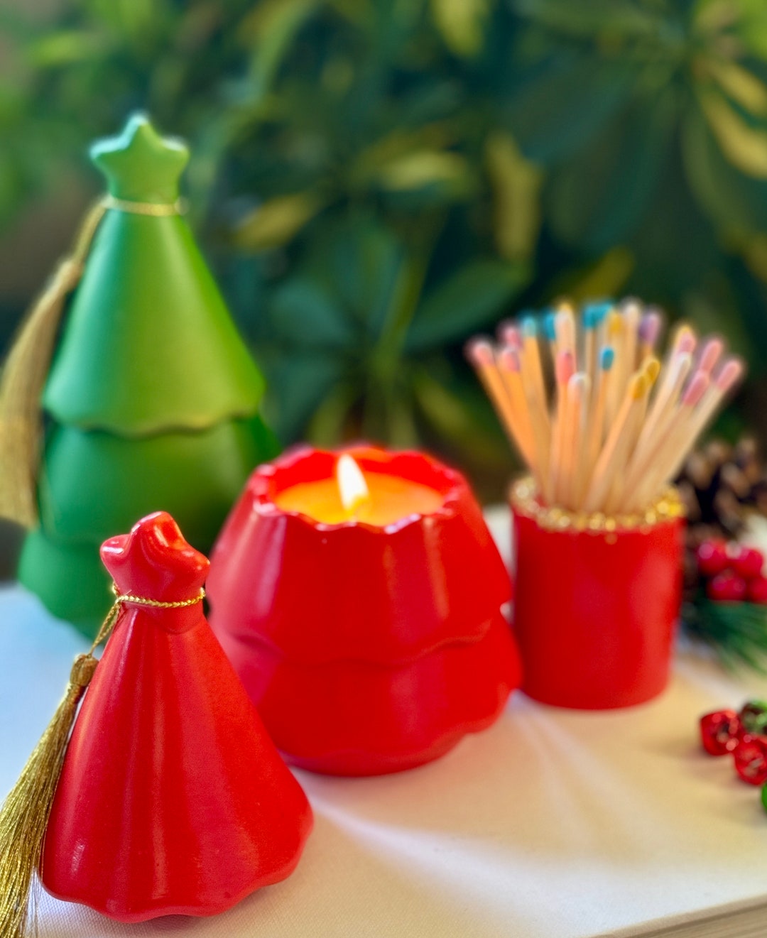 Christmas Jar Candle & Match Sticks Set, Jar Candle, Colour Match ...