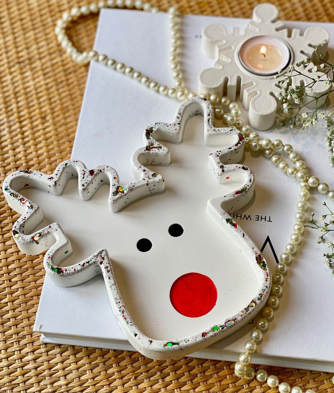 Christmas Deer Tray: Festive Holiday Centrepiece (18.8 X 19.6 Cm) - Etsy