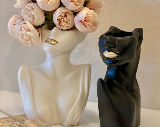 Face Vase Lady Head Vase Modern Vase Minimalist Pot Unique Home Decor ...