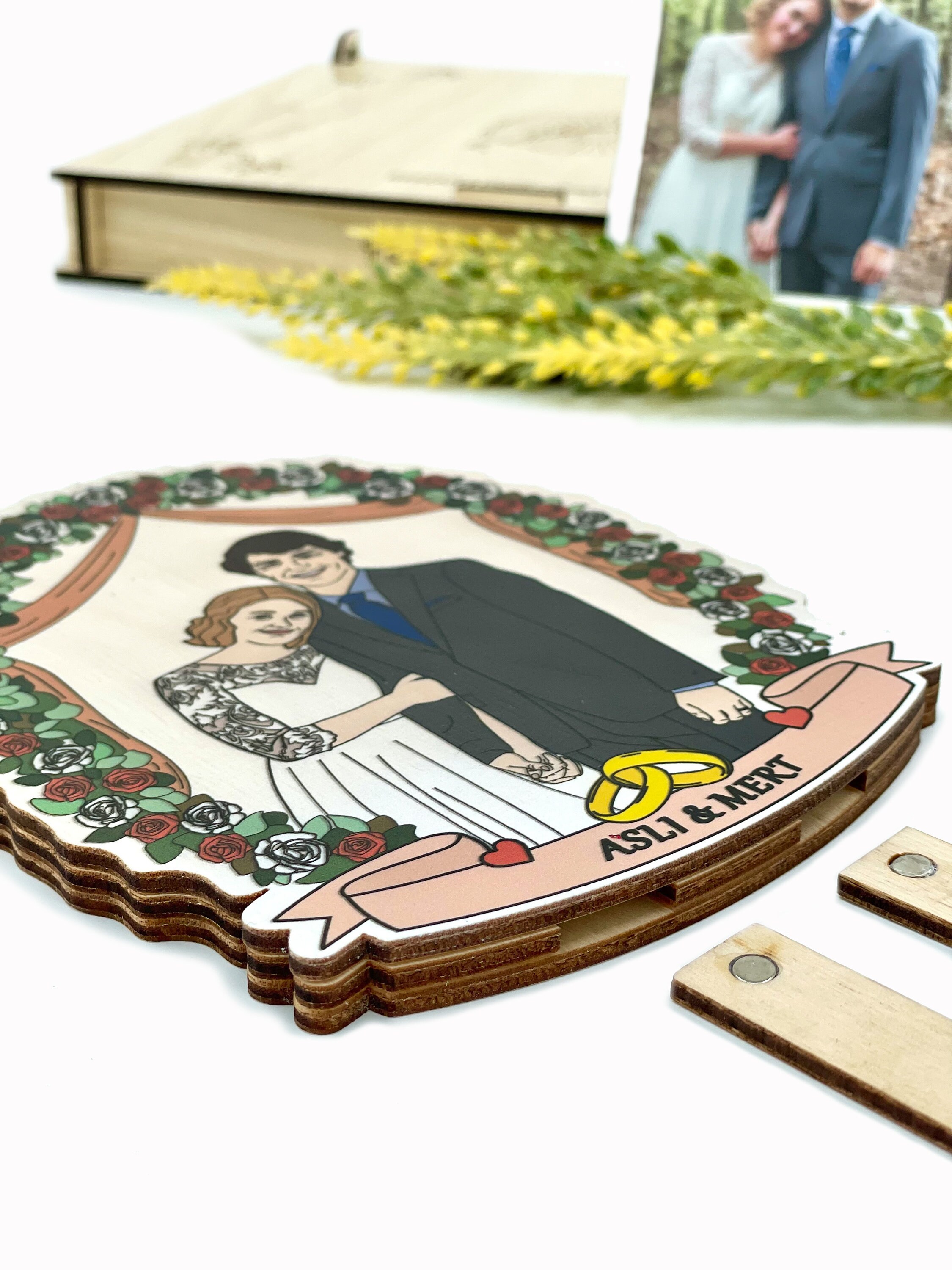 Personalized Wedding Cake Topper Wooden Portrait Topper From - Etsy