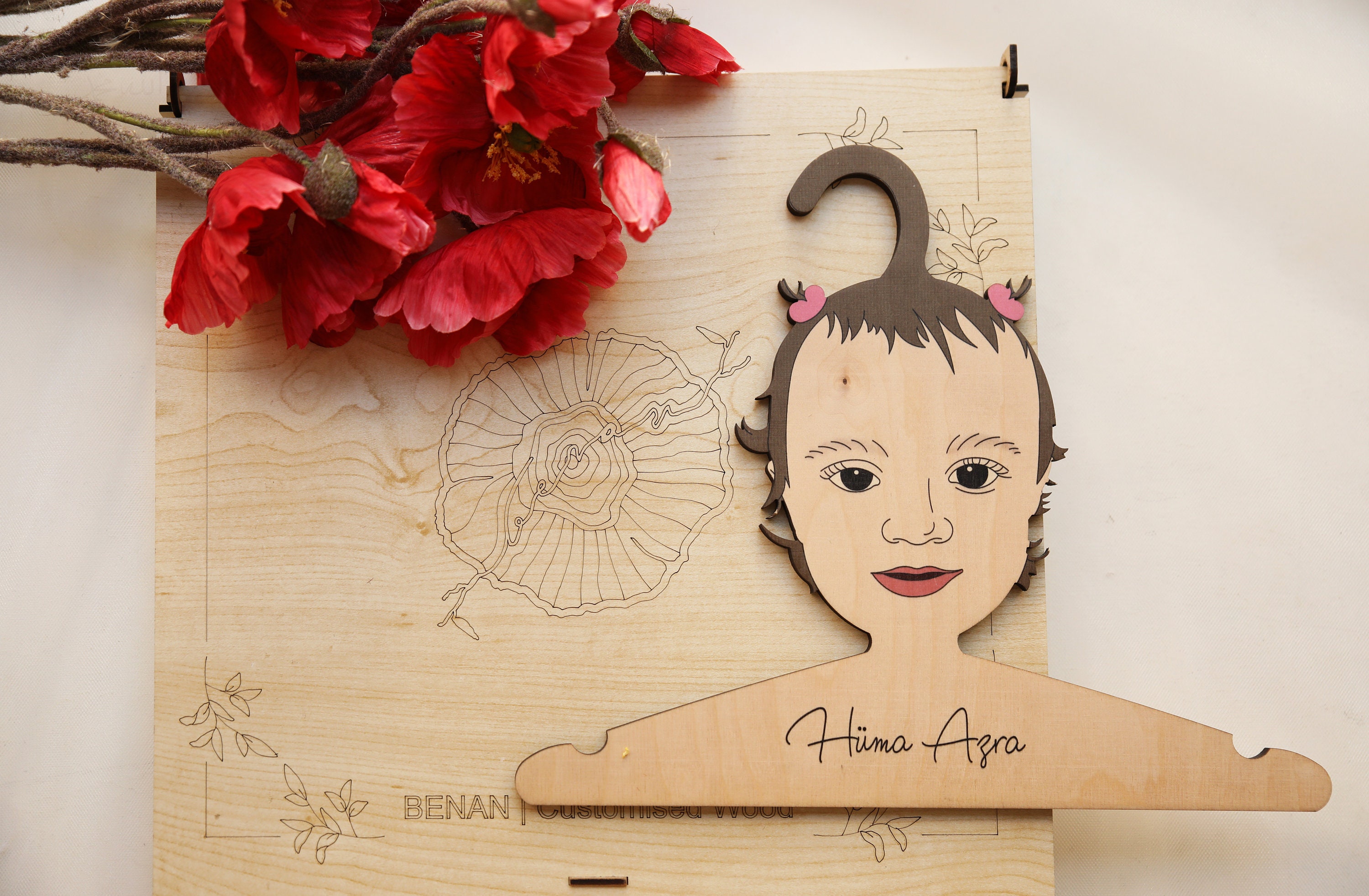 Personalized Portrait Baby Clothes Hanger, Custom Birchwood Hanger - Etsy