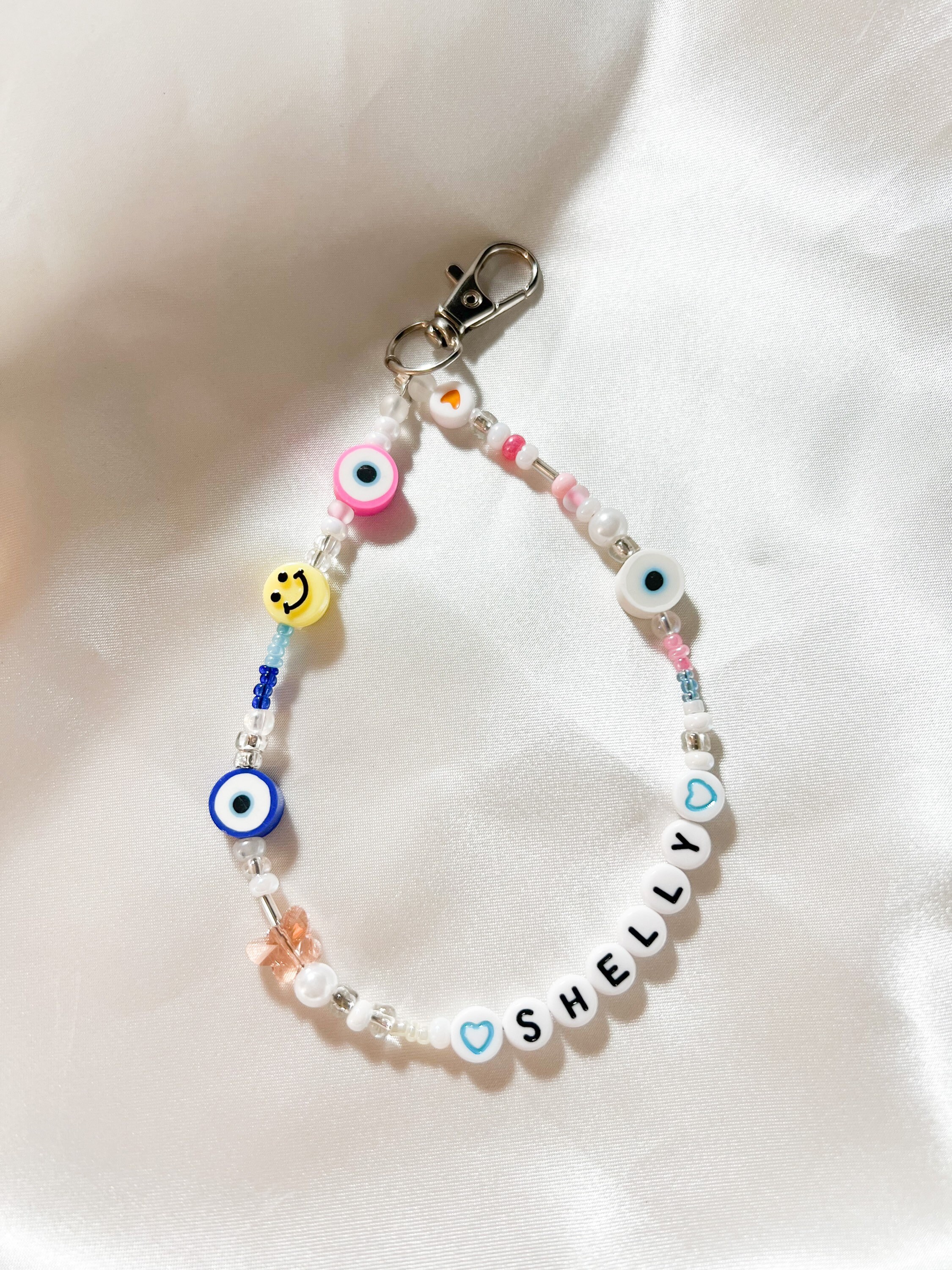 Custom Beaded Name Trendy Keychains Custom Keychainsbeaded - Etsy