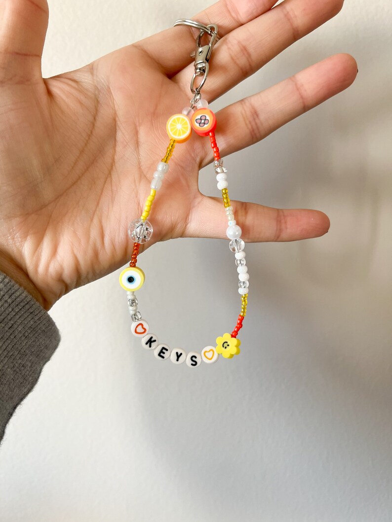 Custom Beaded Name Trendy Keychains Custom Keychainsbeaded - Etsy