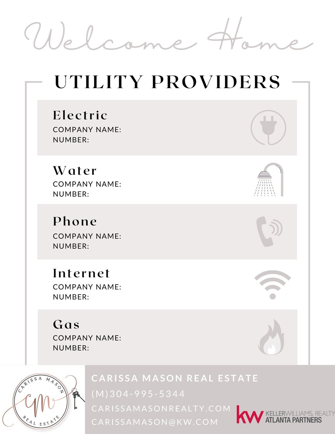 Real Estate Utility Information Form | Etsy
