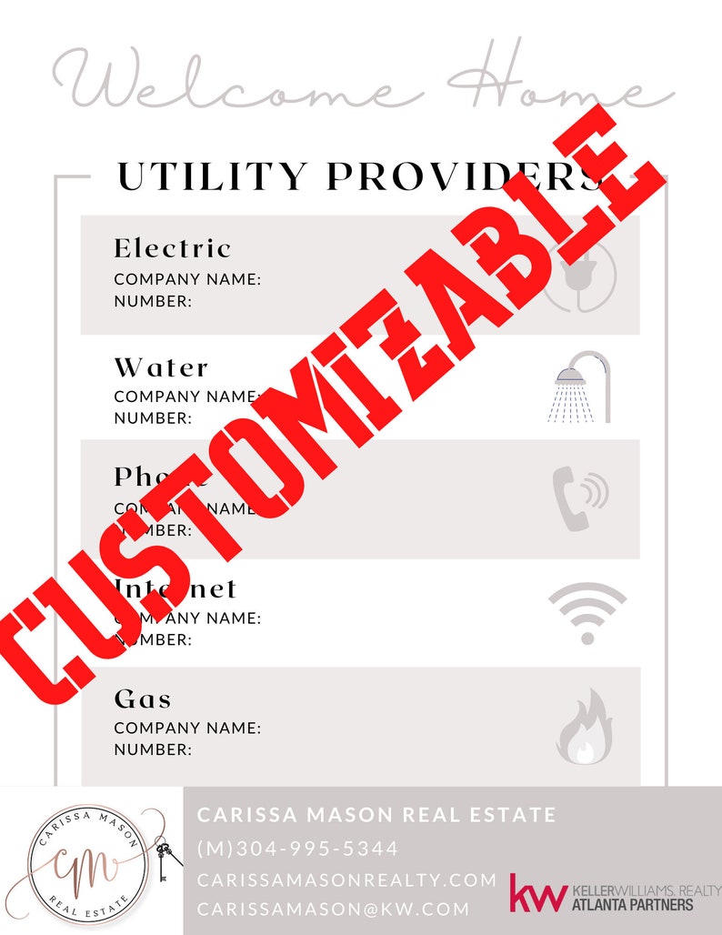 Real Estate Utility Information Form - Etsy