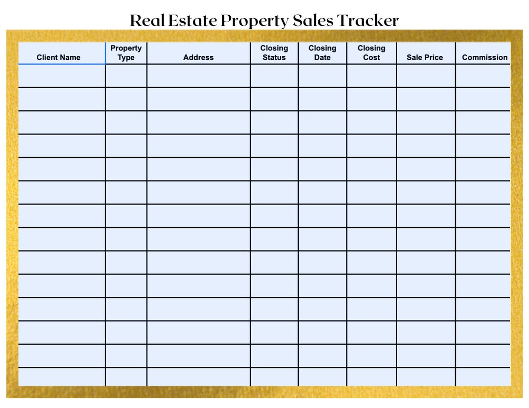 Printable Real Estate Sales Tracker - Etsy