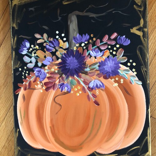Original Fall Decor Pumpkin Painting on Canvas - Etsy