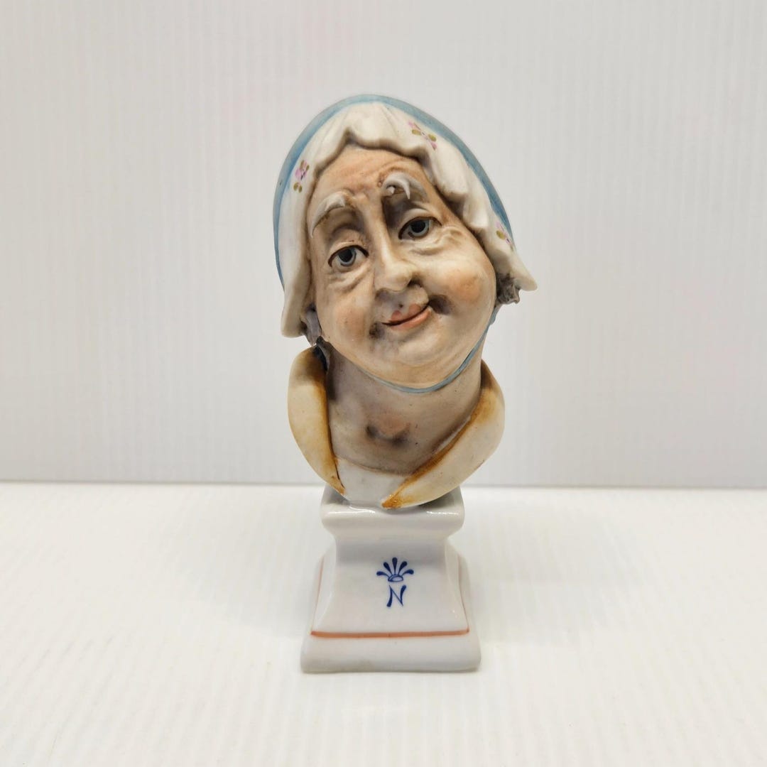 Vtg Capodimonte Small Porcelain Bust Figurine Village Woman in Scarf by ...