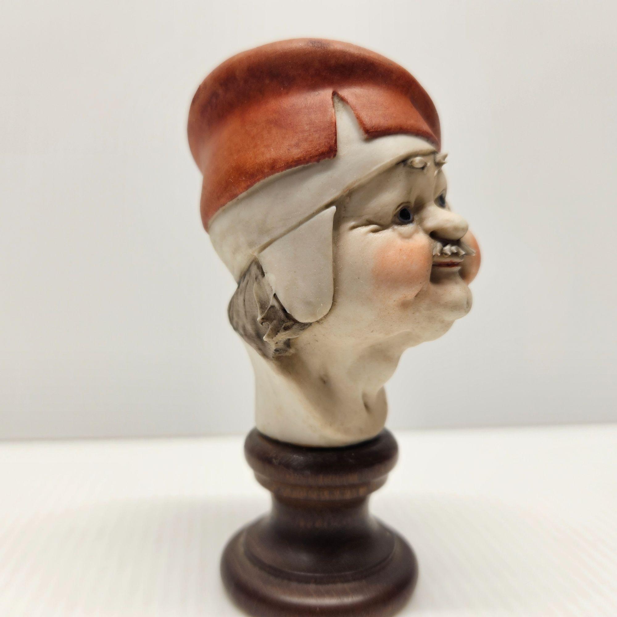 Vtg Capodimonte Porcelain Bust Figurine Village Man on Wood Base Signed ...