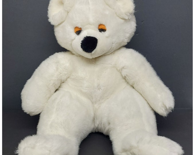 Vintage Gerber Precious Plush Large White Polar Bear Seated Teddy Bear ...