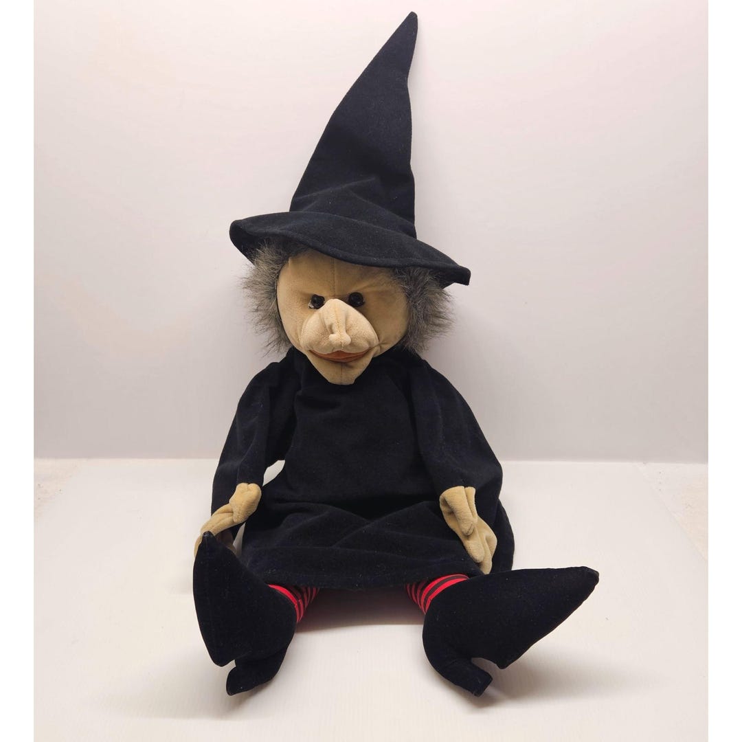 Vtg Folkmanis Folktails Halloween 26 Witch Hand Puppet Full Body Plush ...