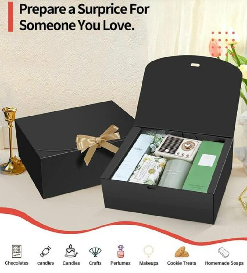 Black Gift Boxes With Lids 5 Pack - Etsy