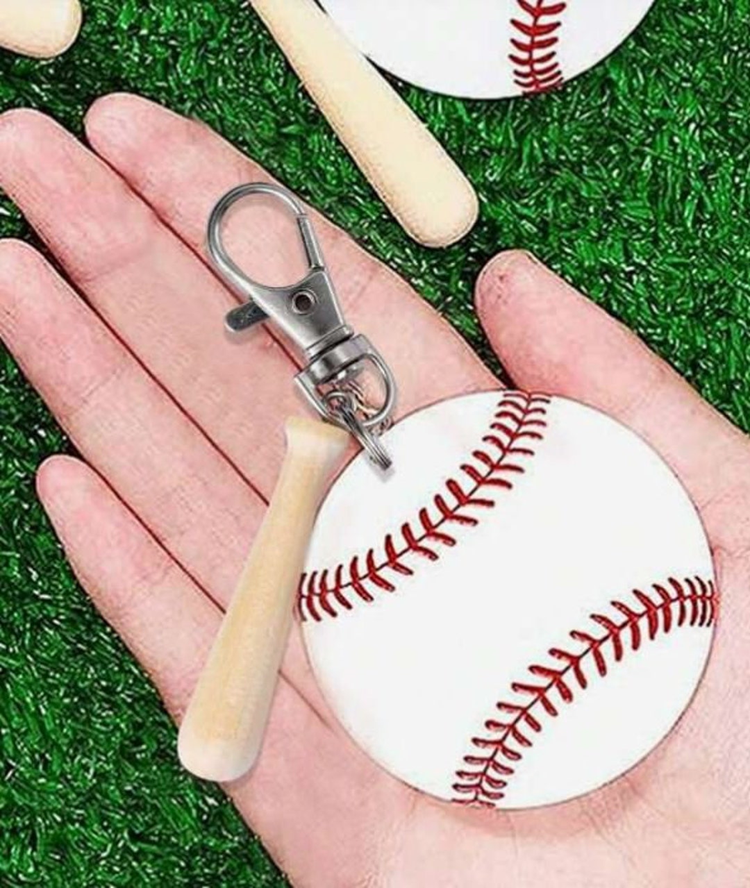18 Set Baseball/softball Acrylic Keychain Kit With Miniature Baseball ...