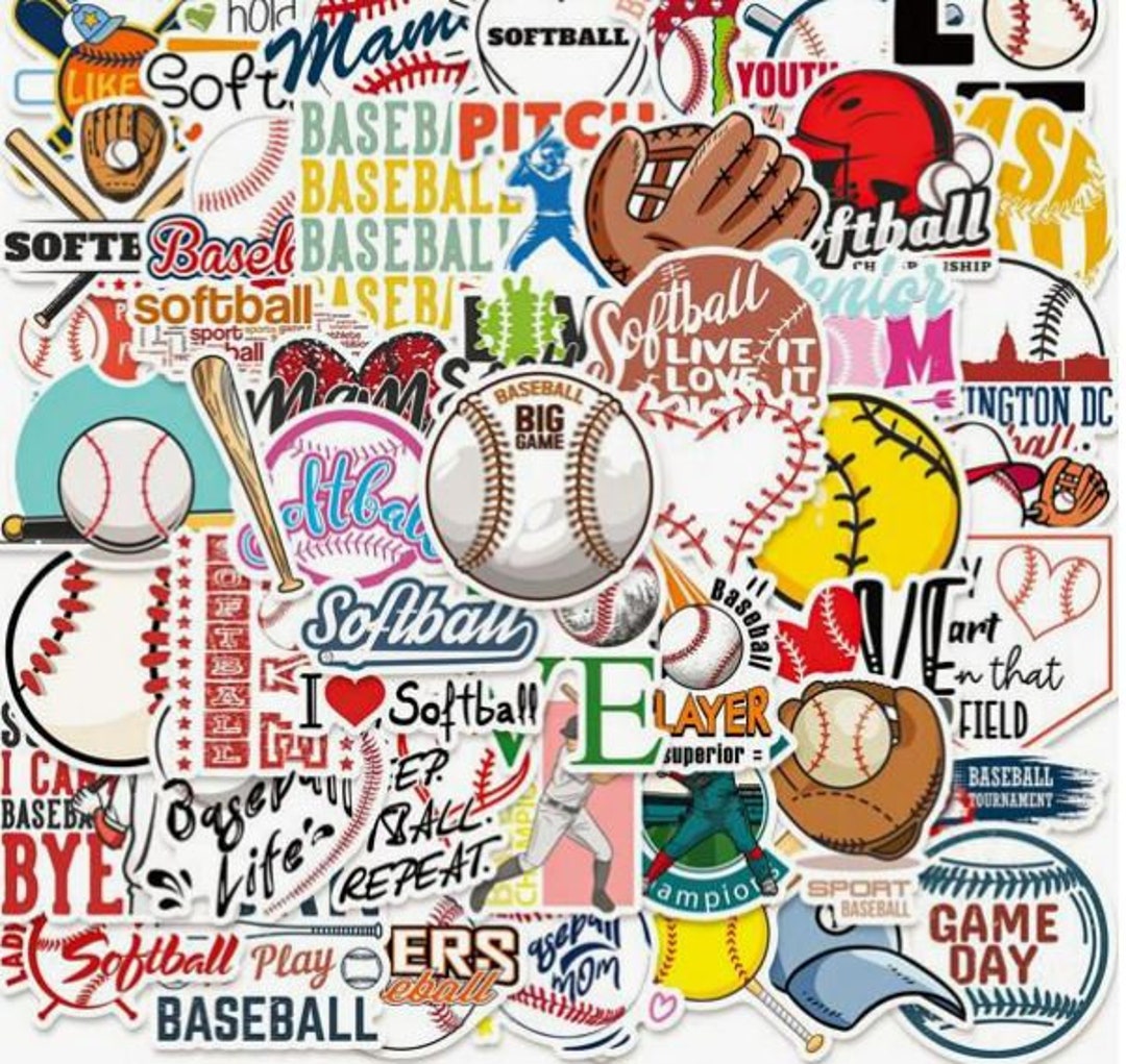 50pcs Baseball & Softball Mixed Style Stickers - Etsy