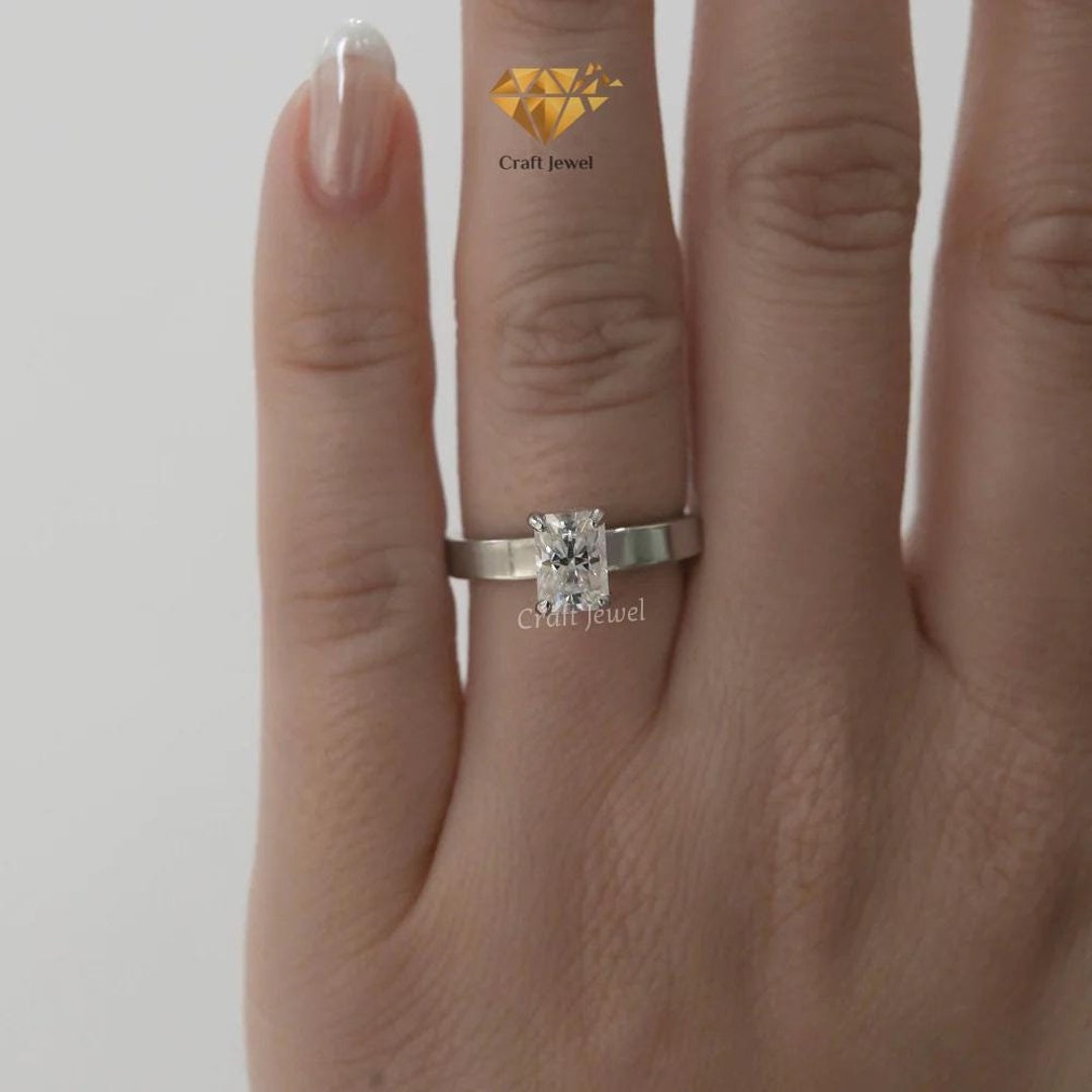 Radiant Cut Moissanite Engagement Ring 2.50 CT Radiant Cut Claw Prong ...