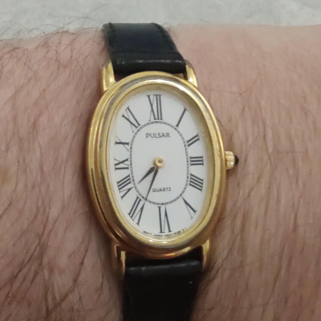 VINTAGE LADIES Gold Tone PULSAR Quartz Watch Oval - Etsy