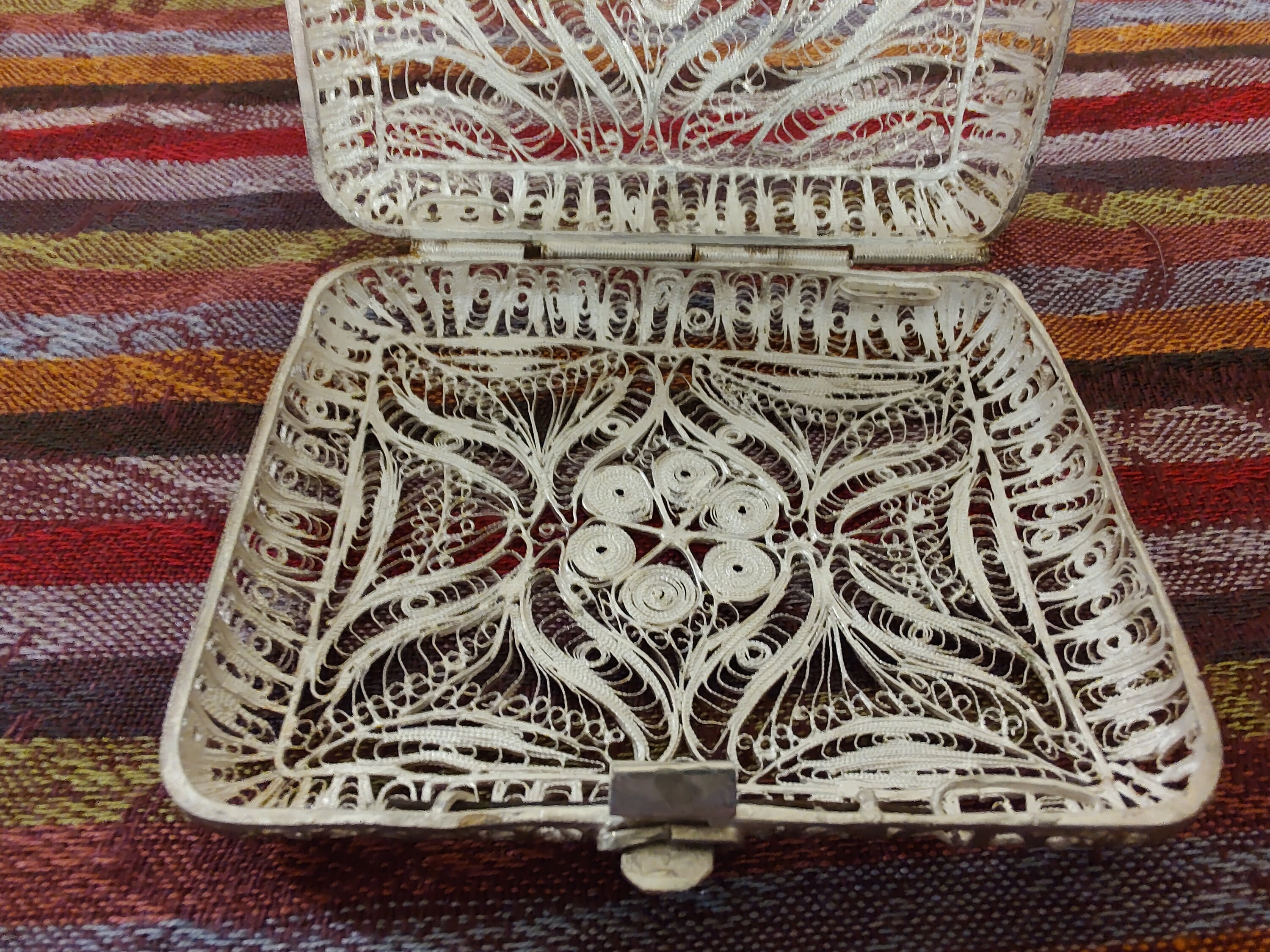 ANTIQUE Persian Middle Eastern Sterling Silver FILIGREE Cigarette Case ...
