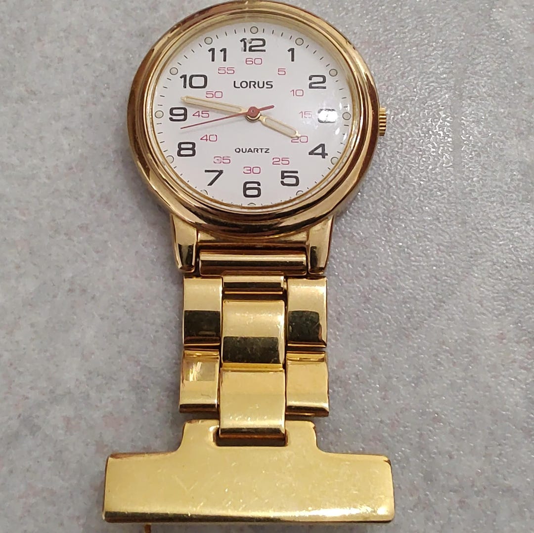 Vintage LORUS by SEIKO NURSES Pendant Watch Gold Tone Quartz Luminous ...