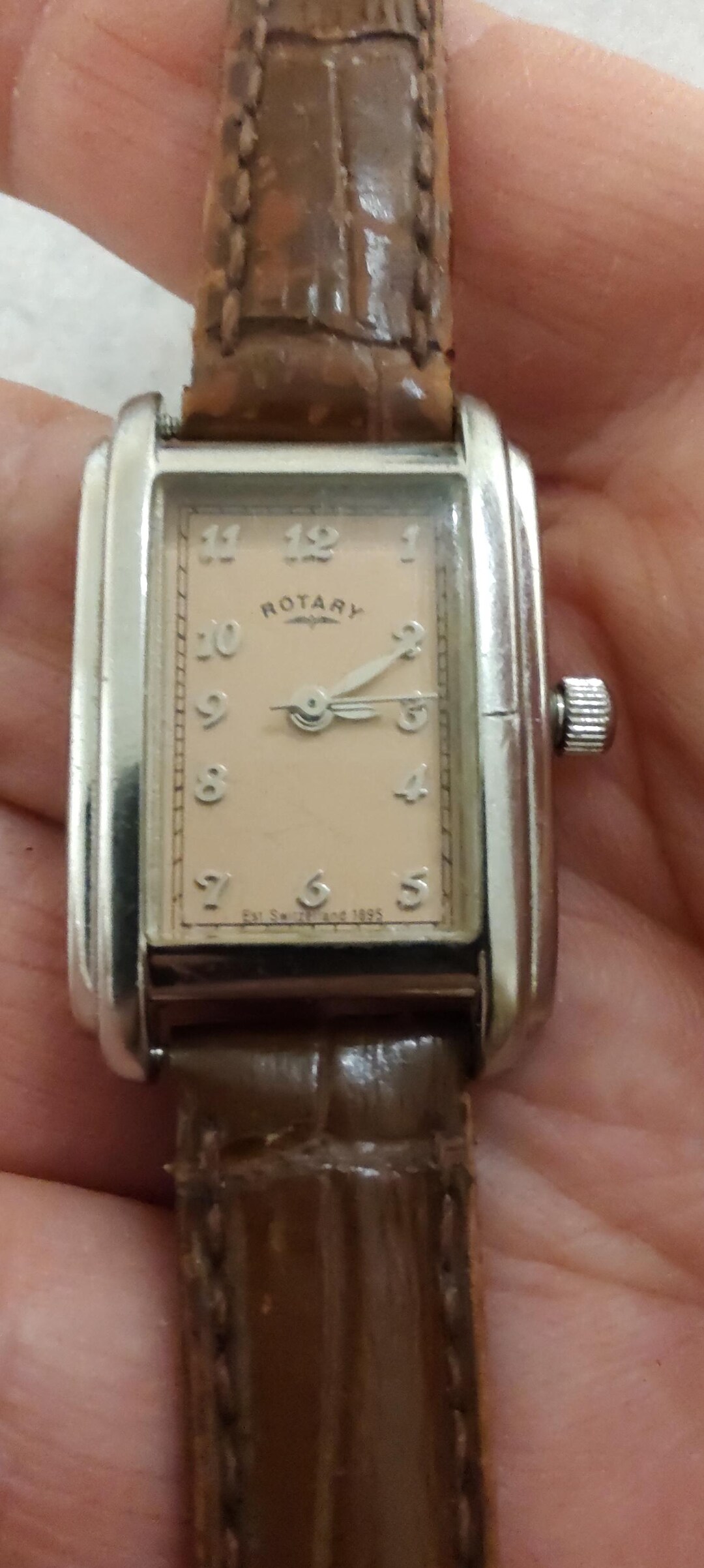 VINTAGE Ladies Woman's ROTARY TANK Salmon Dial Watch Dress Watch Quartz ...