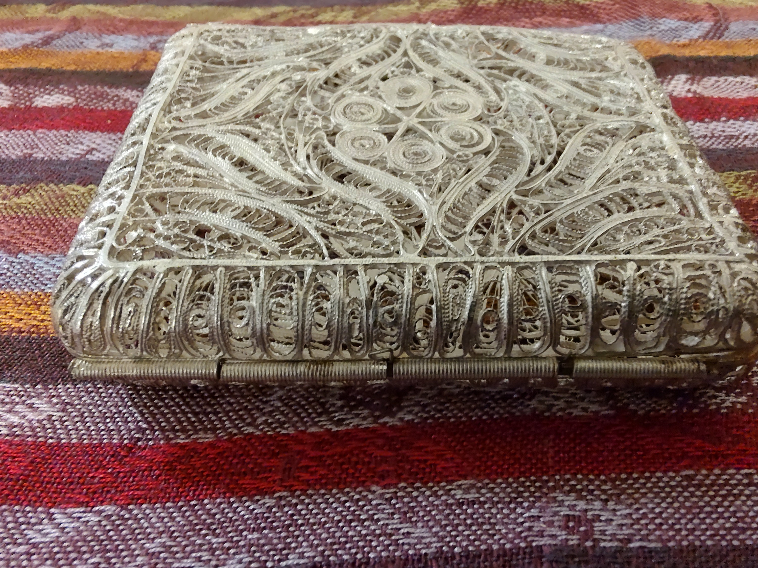 ANTIQUE Persian Middle Eastern Sterling Silver FILIGREE Cigarette Case ...