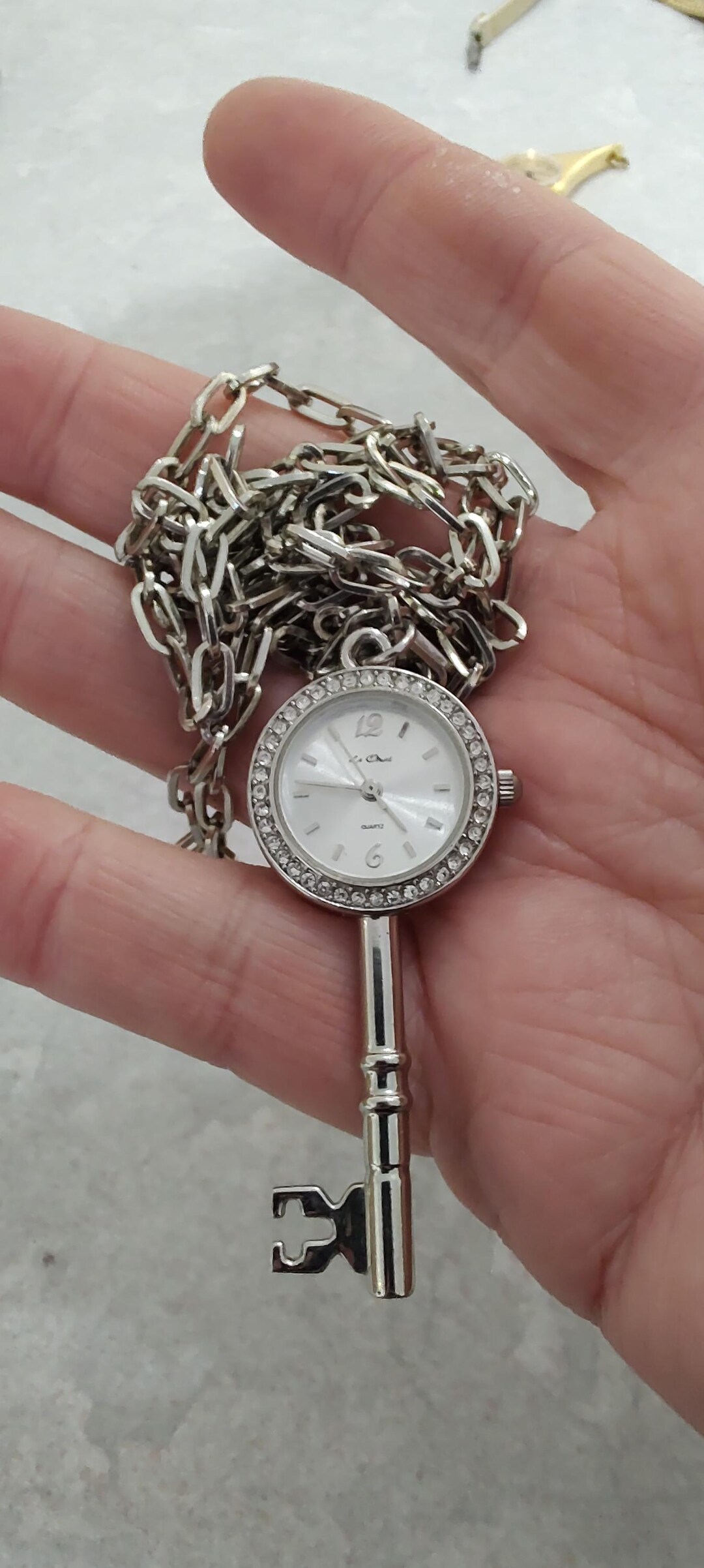 Vintage LE CHAT Key Pendant Chain Quartz Watch Pocket Watch Keyshape ...