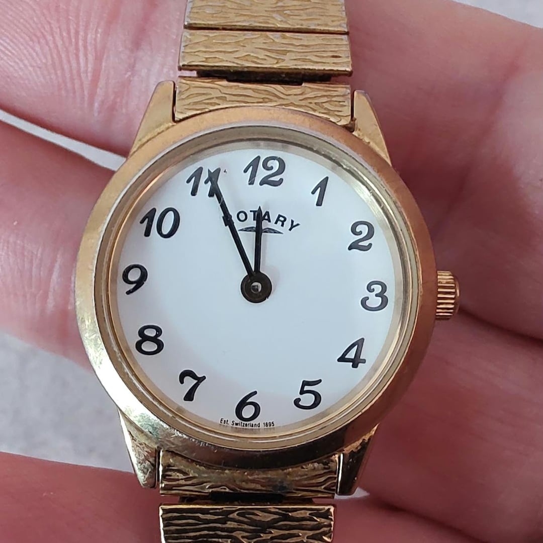 Vintage ROTARY Gold Tone Goldplated DRESS Watch White Dialvintage ...