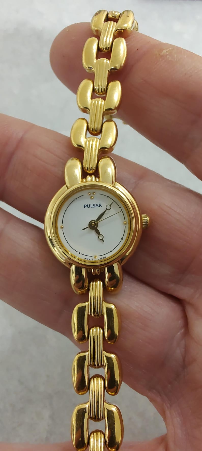 Impresionante reloj vintage PULSAR de cuarzo con eslabones de cadena en ...