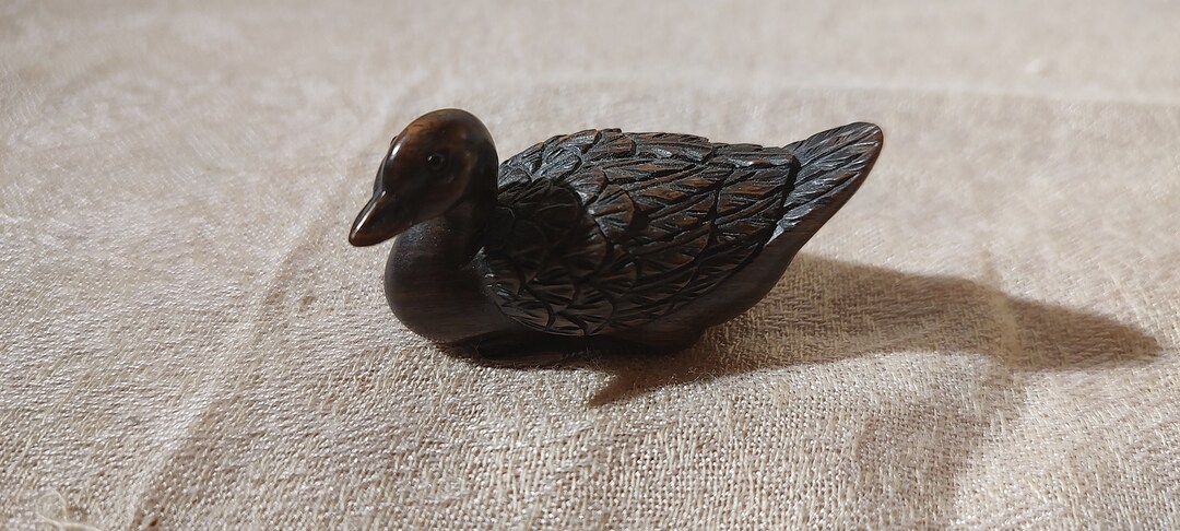 Antique Japanese Netsuke Boxwood Recumbent Swan/duck - Etsy