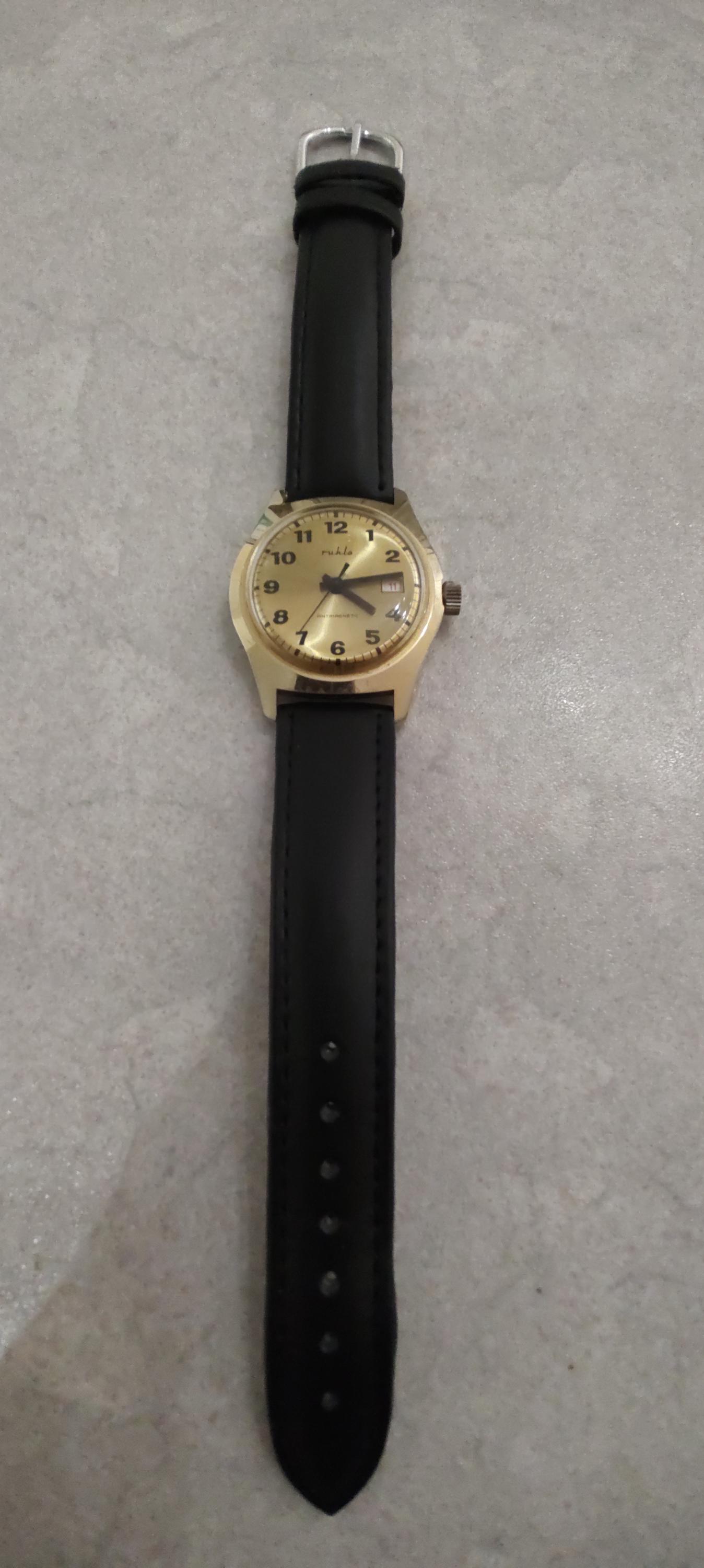 Vintage RUHLA GDR German Cold War MECHANICAL Watch Fully Working Gold ...