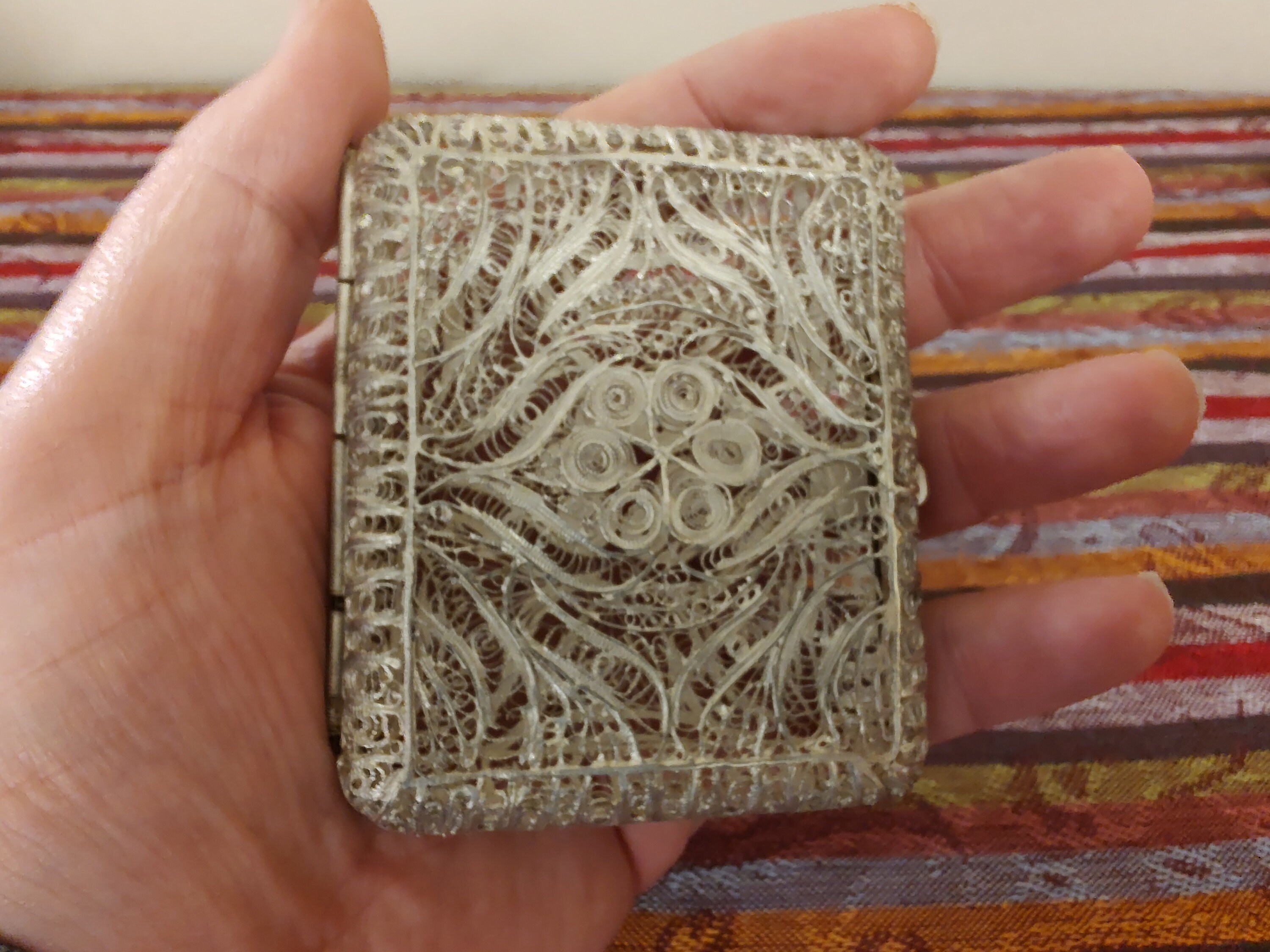ANTIQUE Persian Middle Eastern Sterling Silver FILIGREE Cigarette Case ...