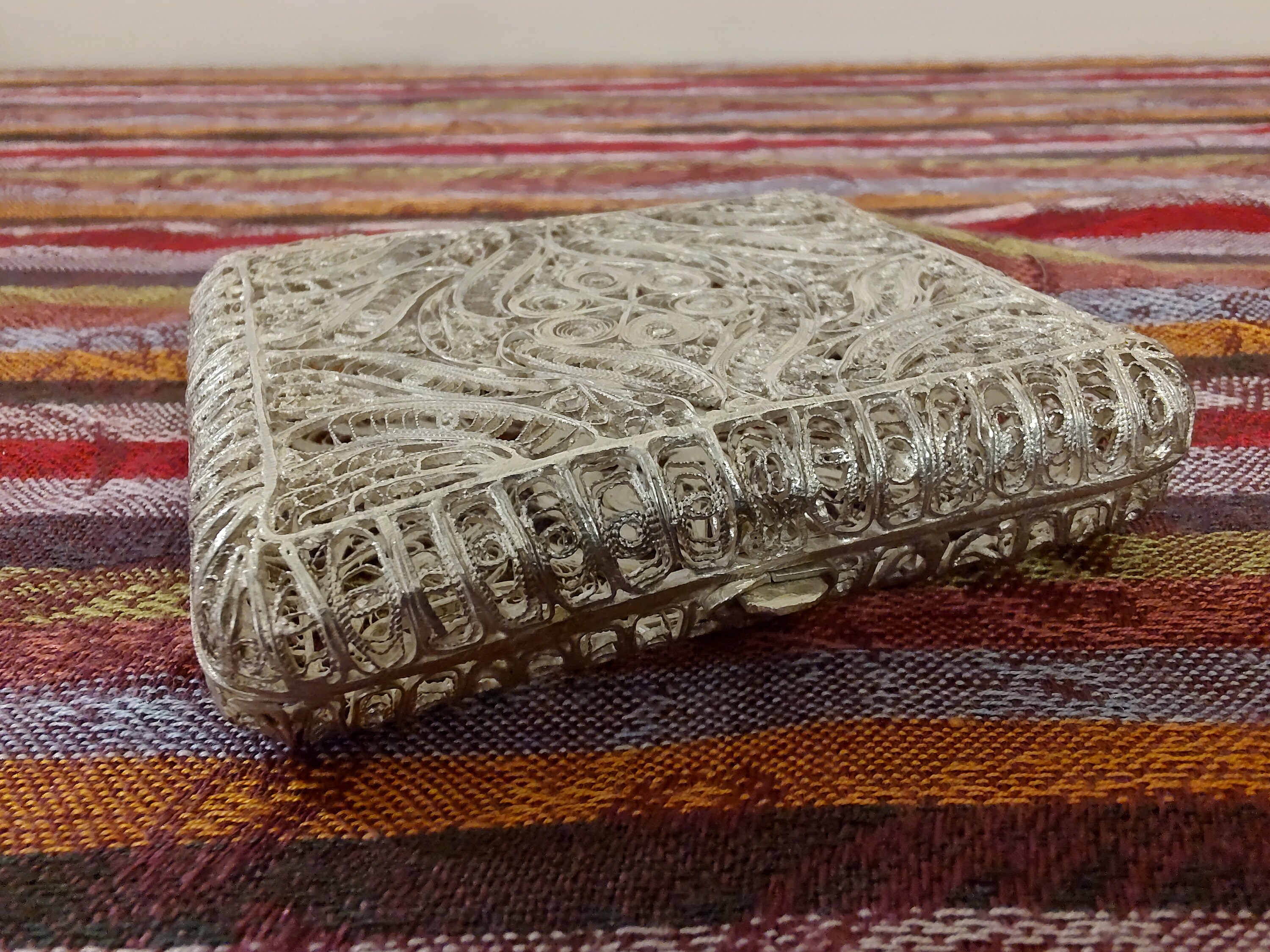 ANTIQUE Persian Middle Eastern Sterling Silver FILIGREE Cigarette Case ...