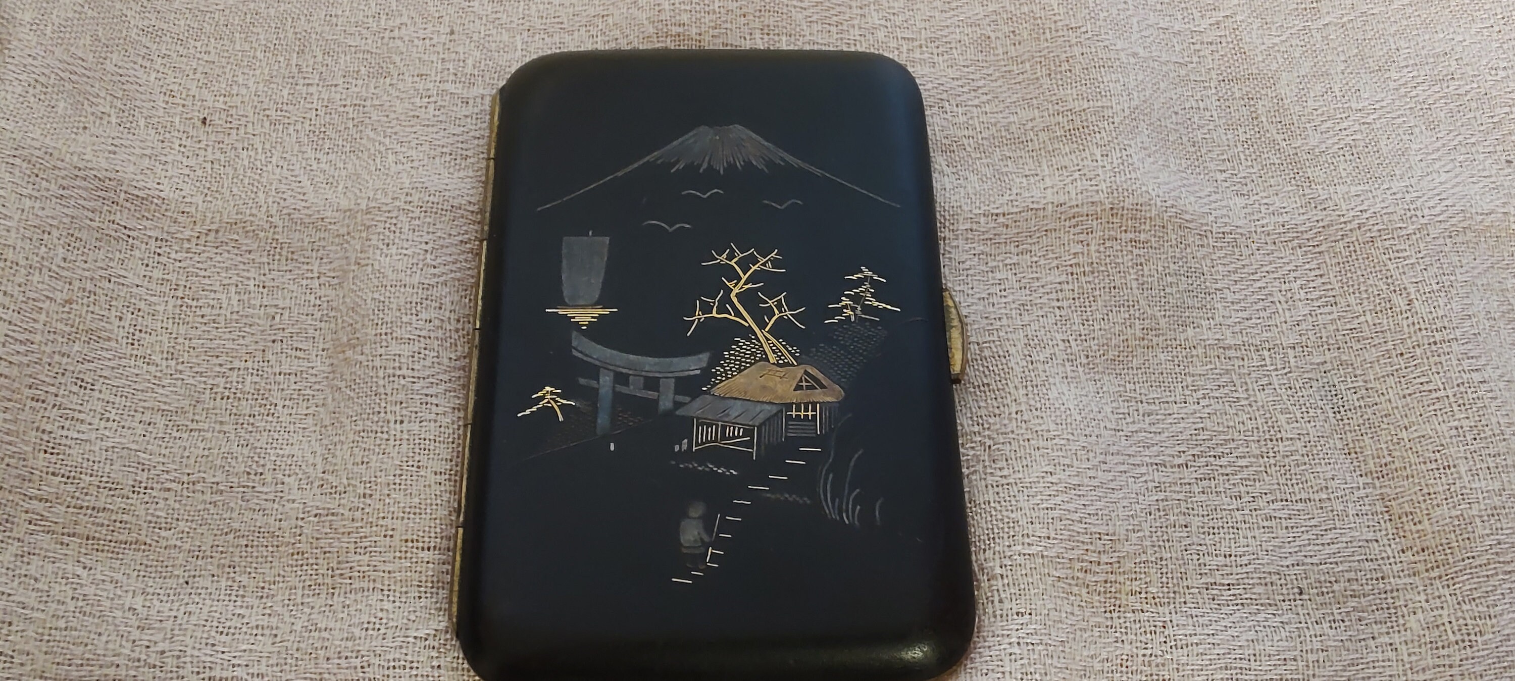 RARE SIGNED Japanese Damascene Komai 24K Gold Silver Cigarette Case ...